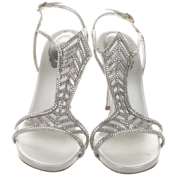 Rene Caovilla | Shoes | Rene Caovilla Silver Strass Sandals 35 | Poshmark